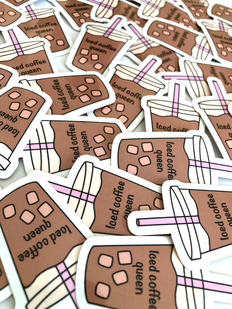 Iced coffee queen sticker – attagirl the brand